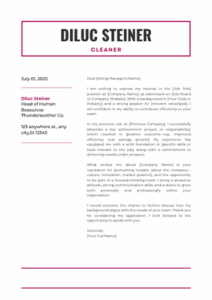 Cleaner Cover Letter Examples, Sample Format - Resume Object