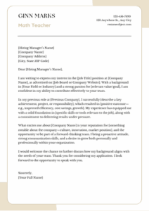 Math Teacher Cover Letter Examples, Sample Format - Resume Object